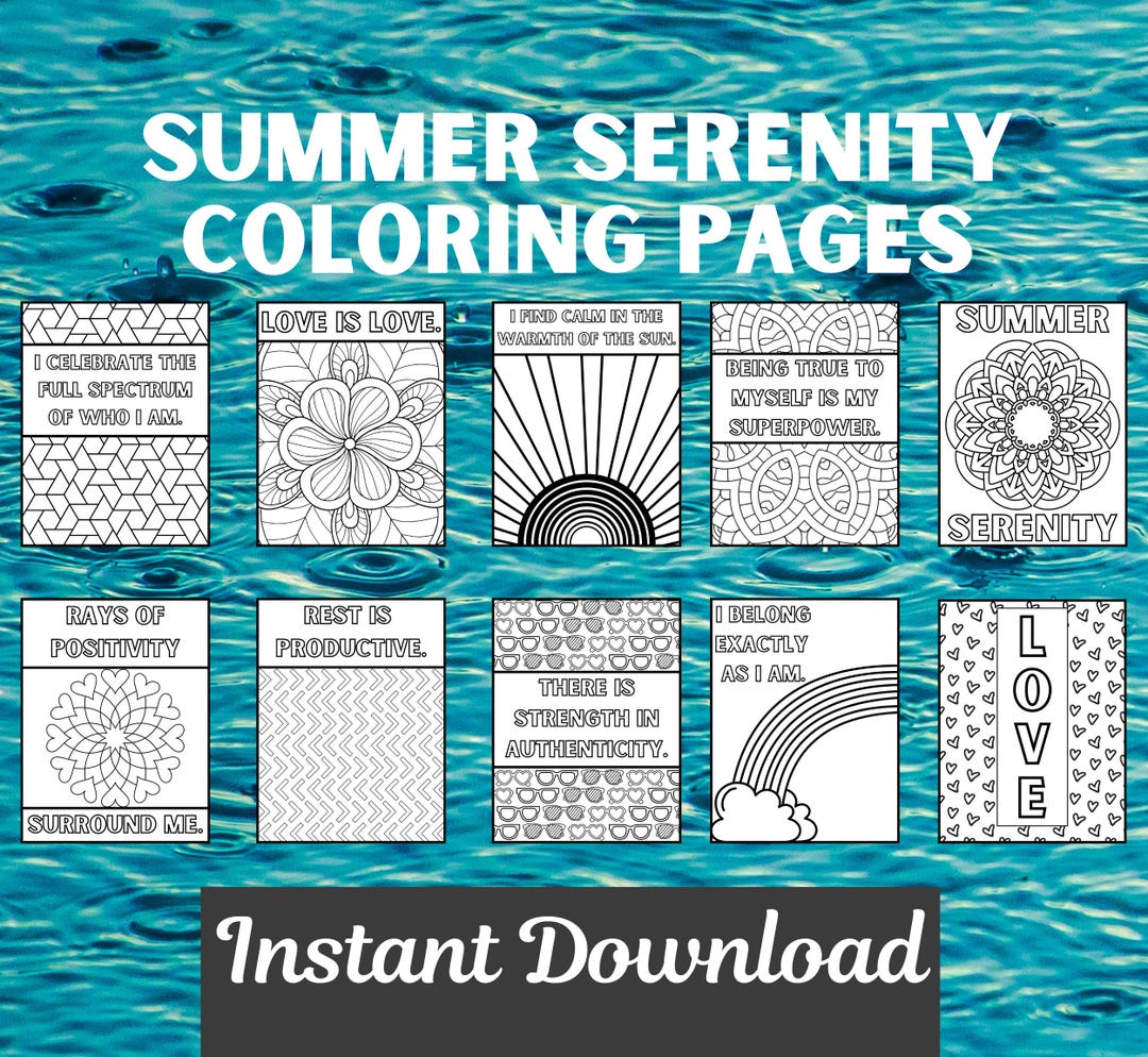 Summer Serenity Coloring Pages - Etsy