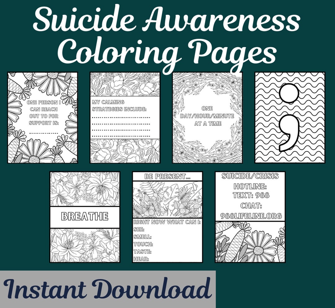 Suicide Awareness Coloring Pages - Etsy