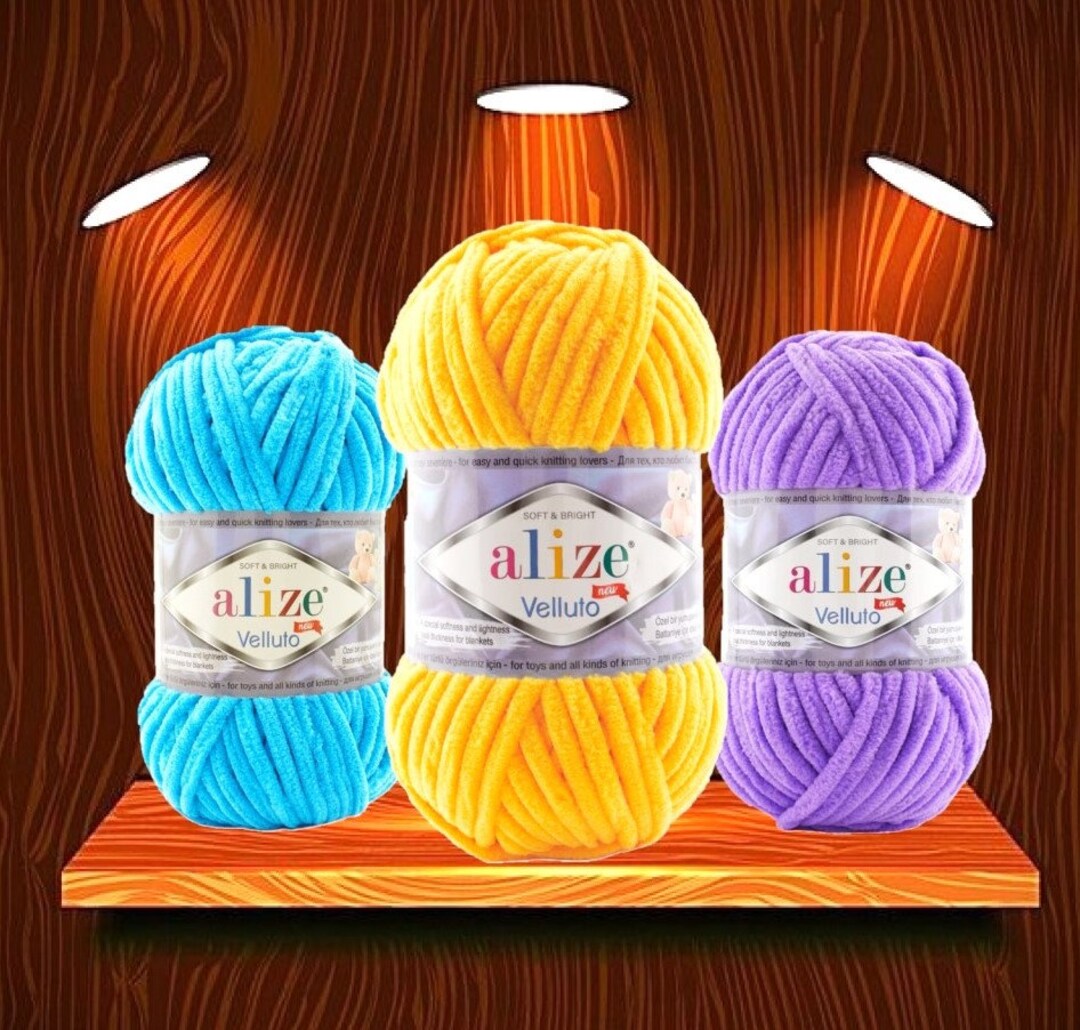 Alize Velluto Yarn, Chunky Chenille Yarn, Baby Yarn, Knitting Baby ...