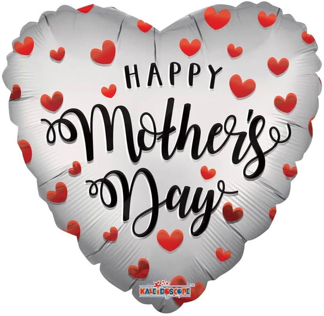 Happy Mother's Day Heart Shape With Red Hearts Balloon - Etsy