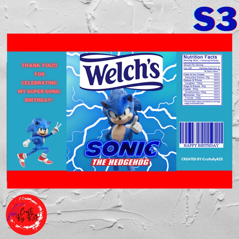 Sonic Fruit Snack Labels: Sonic Party Favors (digital PDF File) - Etsy