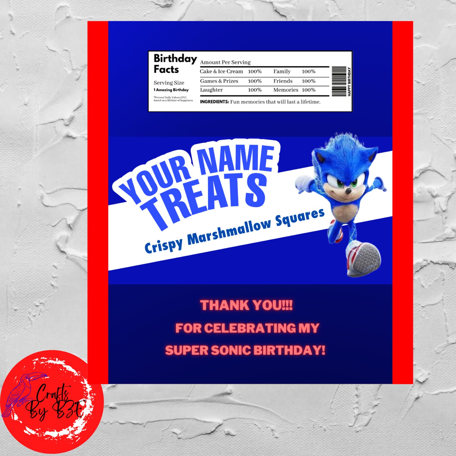 Sonic Rice Krispies Treats Labels, Sonic Party, Super Sonic - Etsy