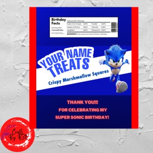 Sonic Rice Krispies Treats Labels, Sonic Party, Super Sonic - Etsy