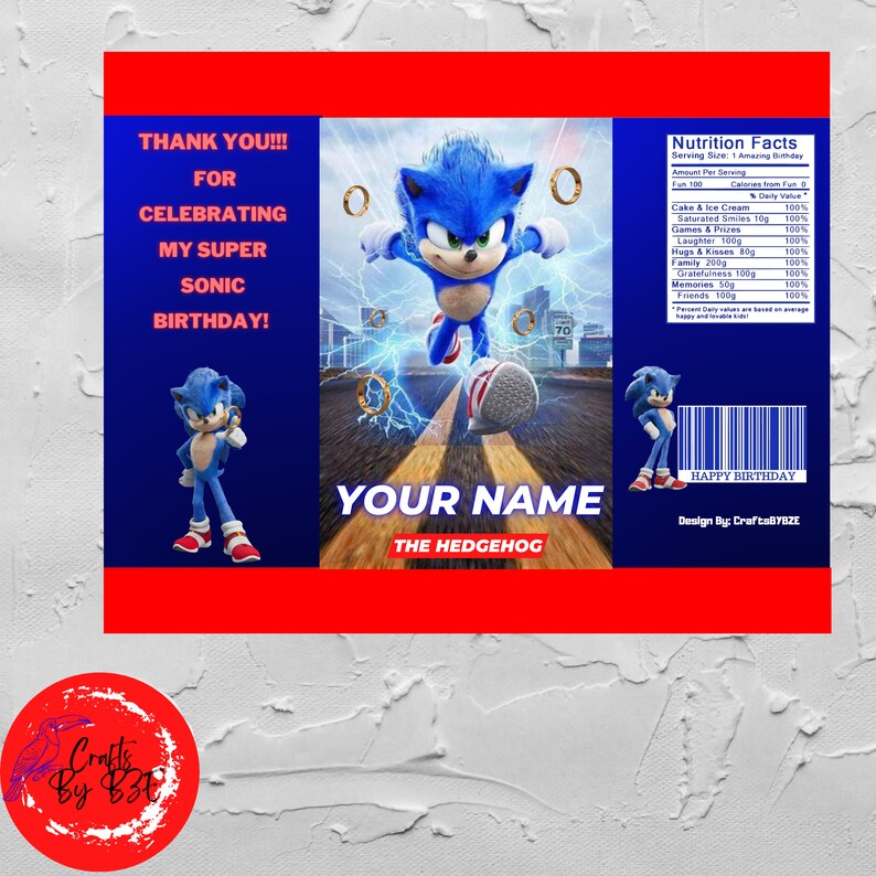 Sonic Chip Bag Label Customizable, Sonic Party, Super Sonic - Etsy