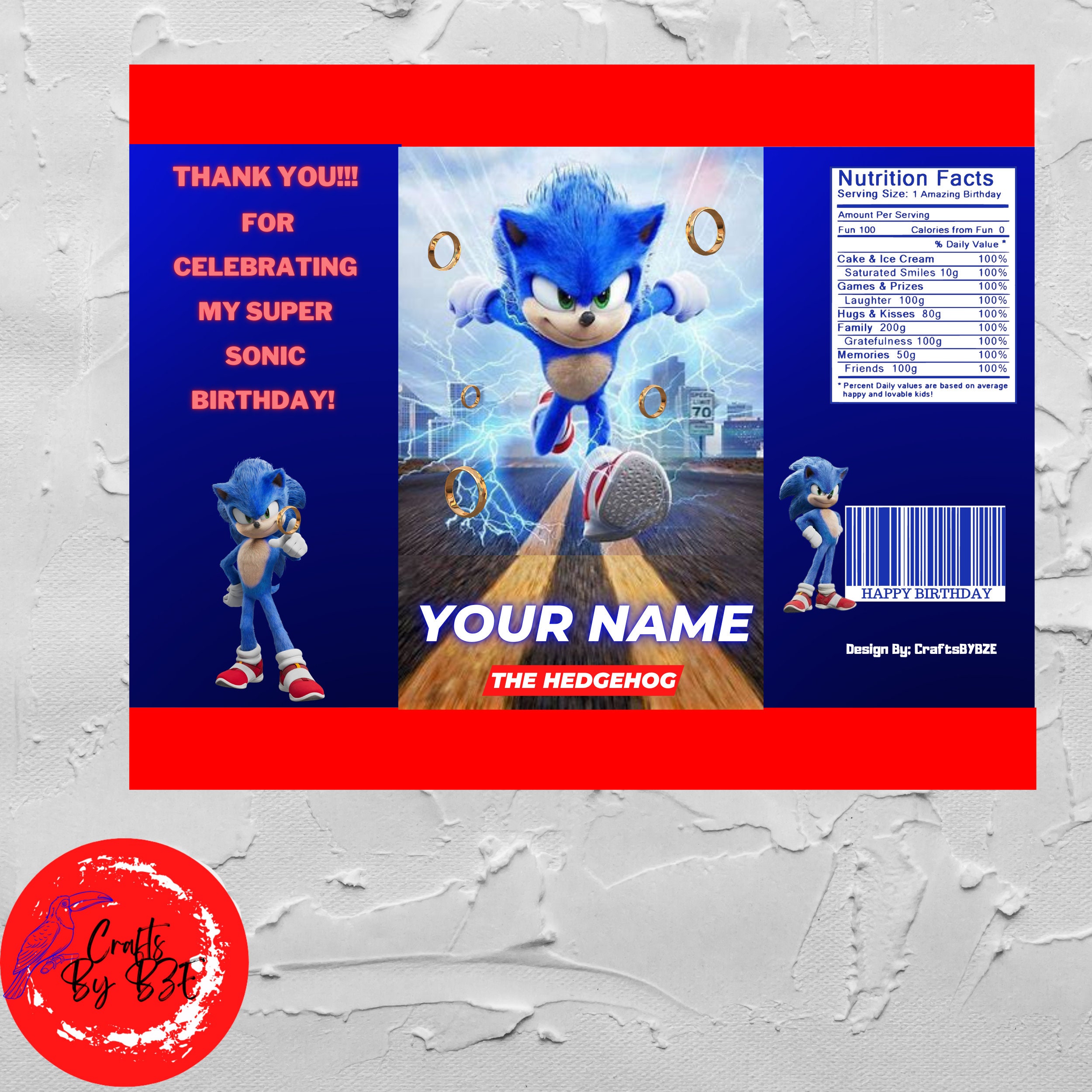 Sonic Chip Bag Label Customizable, Sonic Party, Super Sonic - Etsy