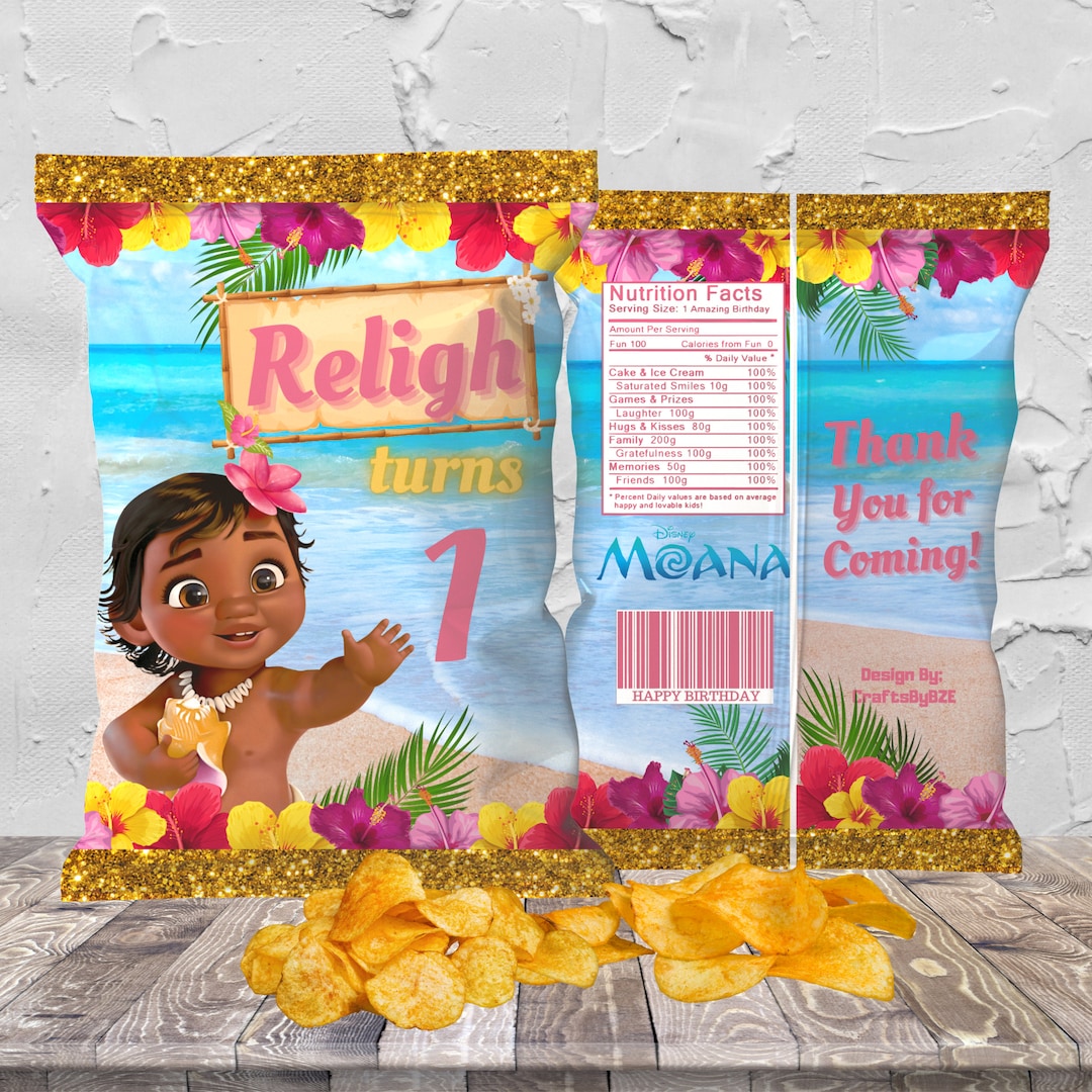 Baby Moana Chip Bag Label: Customizable Party Favor (digital PDF) - Etsy