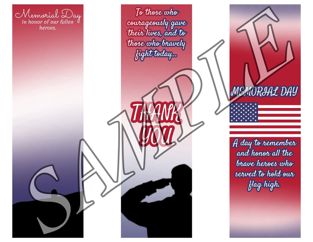 Set of 3 Memorial Day Bookmarks - Etsy