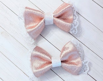 Pink Lace Hair Bow - Etsy