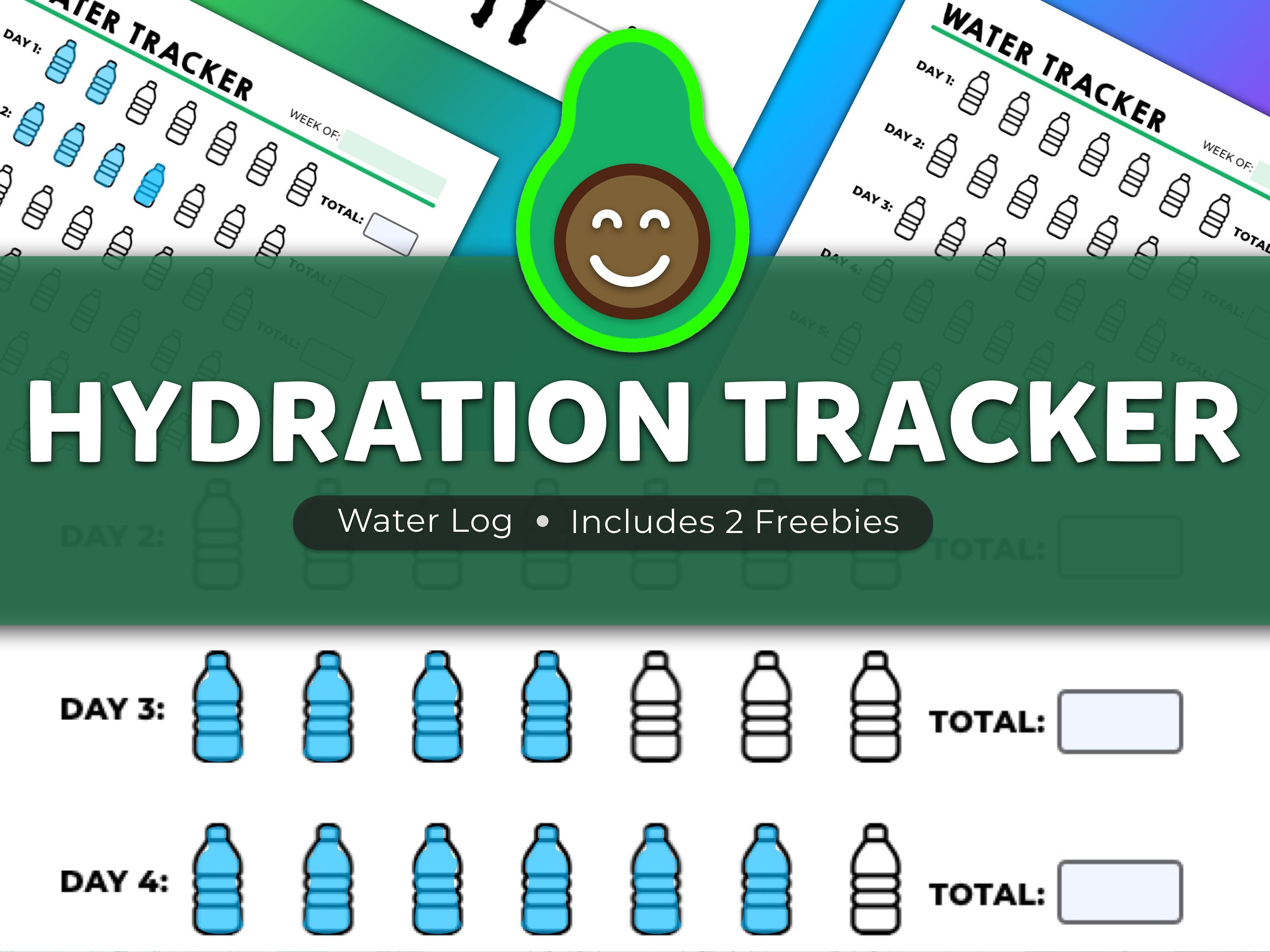 HYDRATION TRACKER Water. Water Tracker. H2O Tracker. Hydration Planner ...