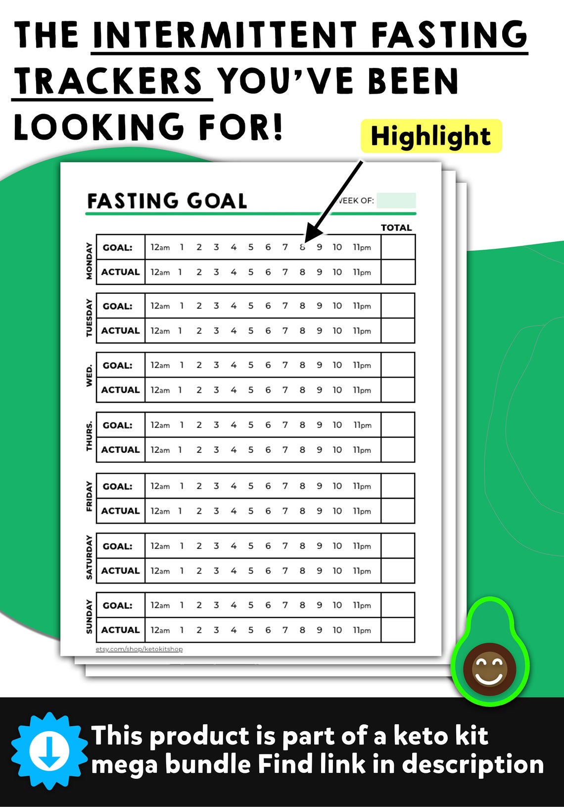 INTERMITTENT FASTING Tracker. Intermittent Fasting Planner. Keto ...