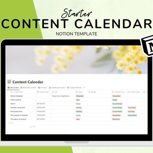 Content Calendar Notion Template | Social Media Planner | Blog Post ...
