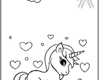 5 Cute Enchanted Unicorn Coloring Pages, Mystical Animal Coloring ...
