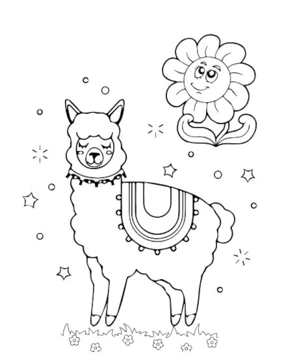 20 Llama Coloring Pages - Etsy
