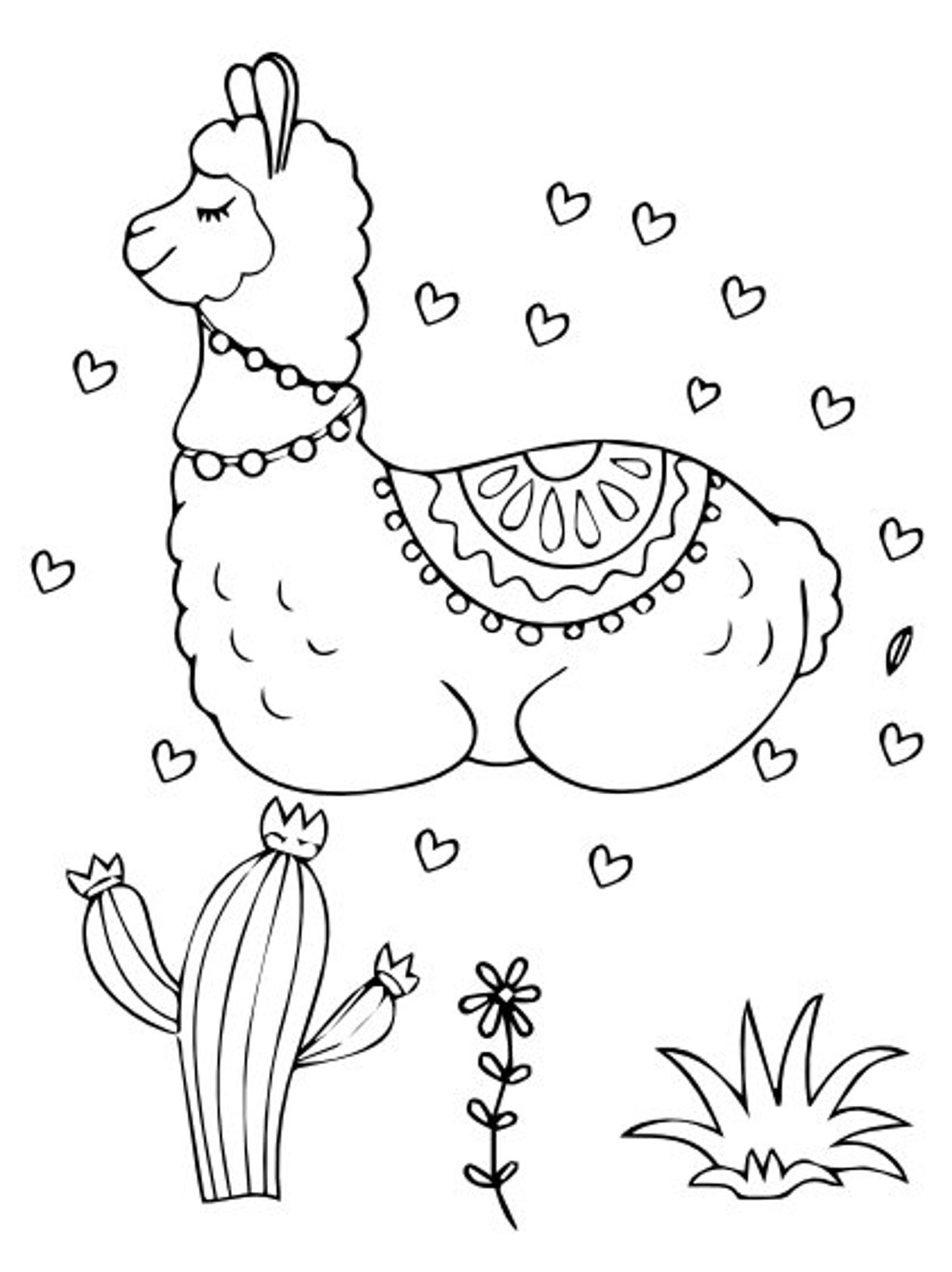 20 Llama Coloring Pages - Etsy
