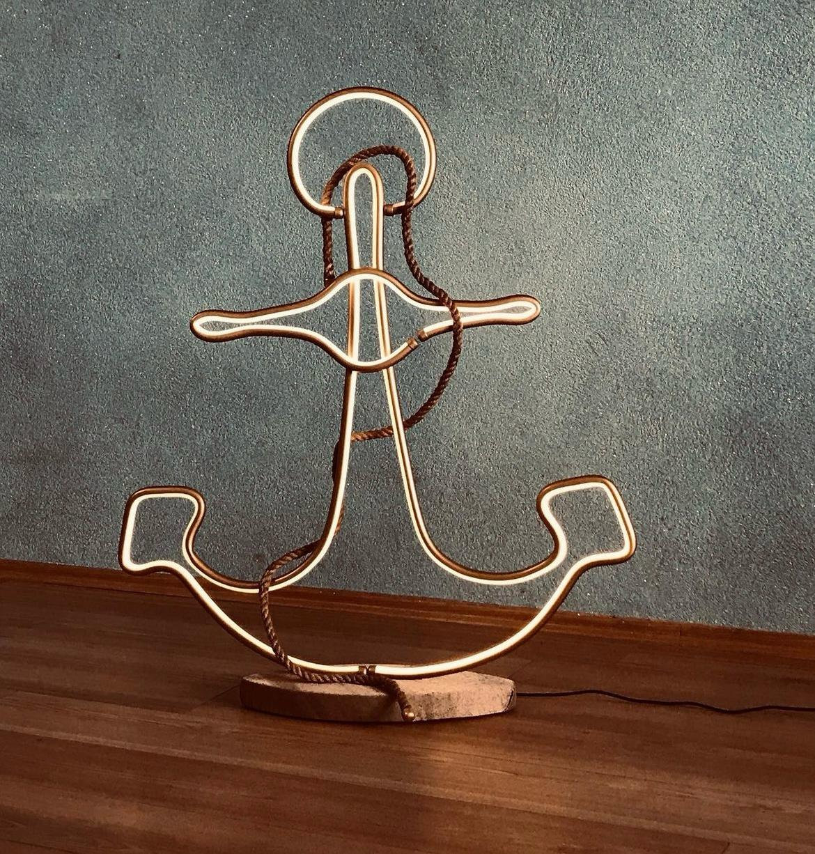Personalized Anchor Lighting Decor With Led Lights, Beach House Decor ...