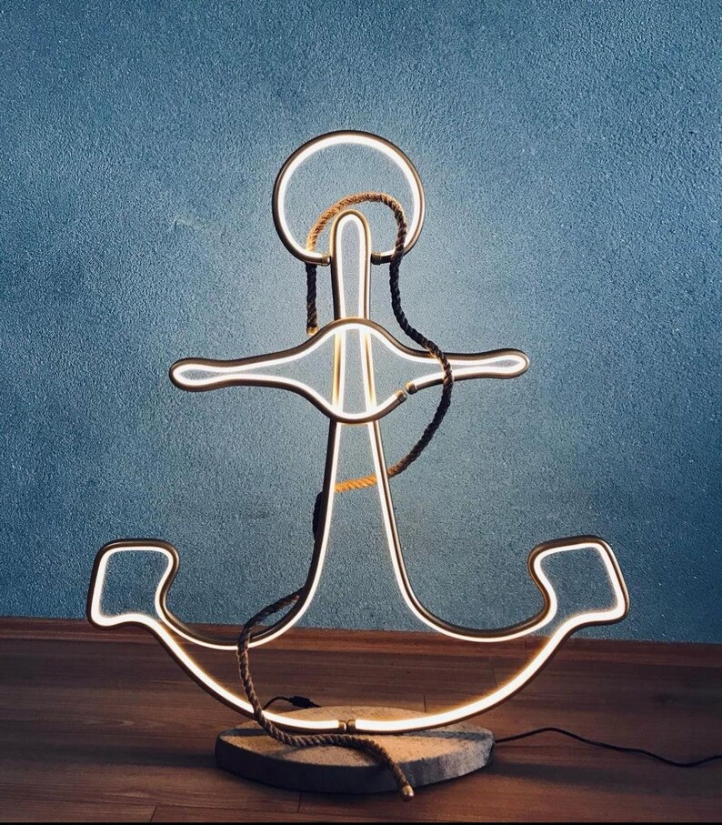 Personalized Anchor Lighting Decor With Led Lights, Beach House Decor ...