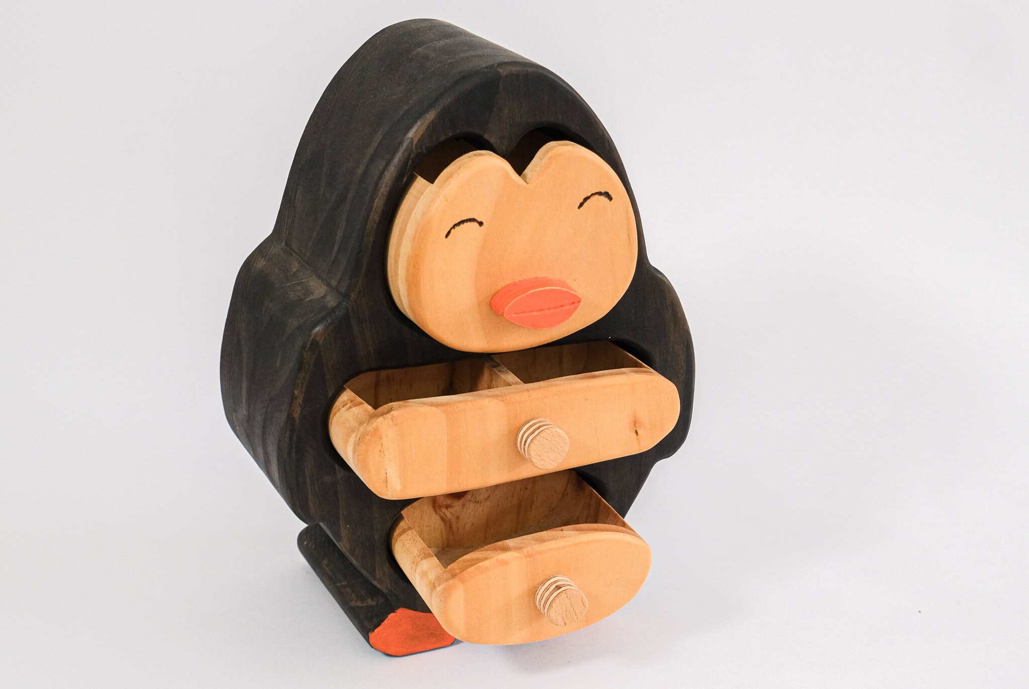 Penguin Shaped Wooden Jewelry Box, Special Wooden Rings, Necklaces ...