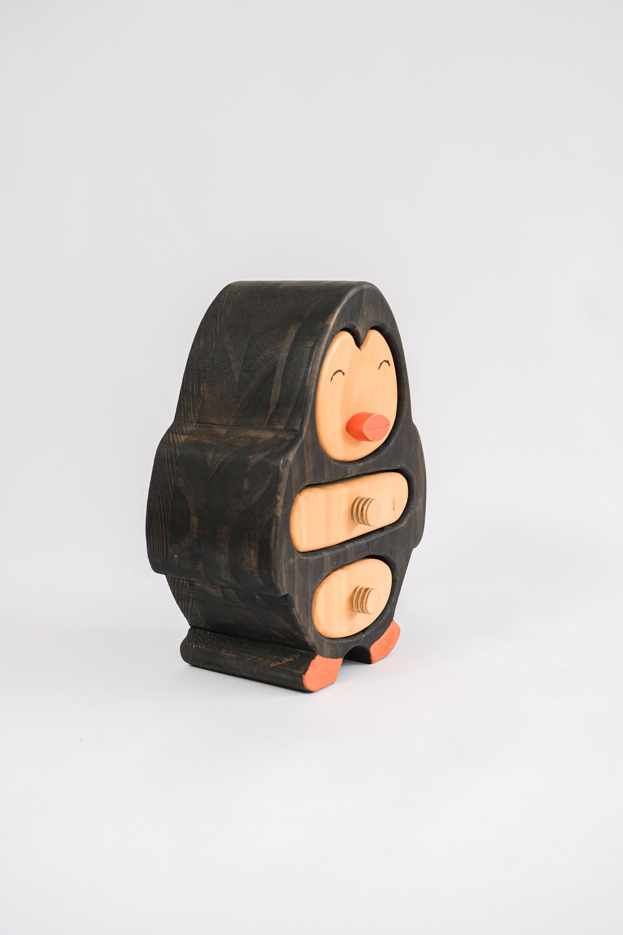 Penguin Shaped Wooden Jewelry Box, Special Wooden Rings, Necklaces ...