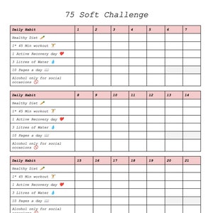 2024 75 Soft Challenge Tracker PDF instant Download - Etsy