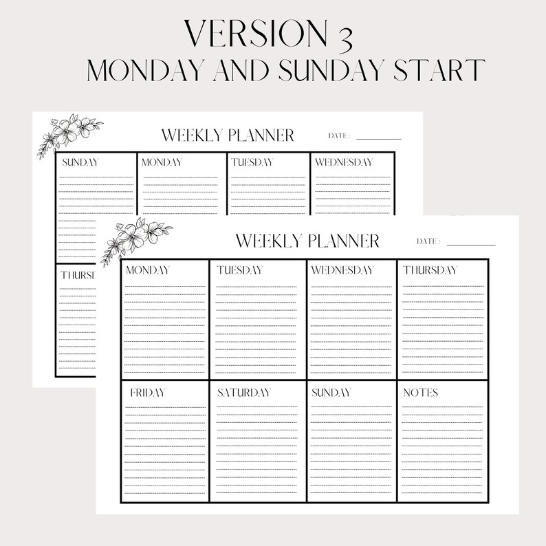 SIMPLE Weekly Planner Minimalist A4/letter Size Printable - Etsy