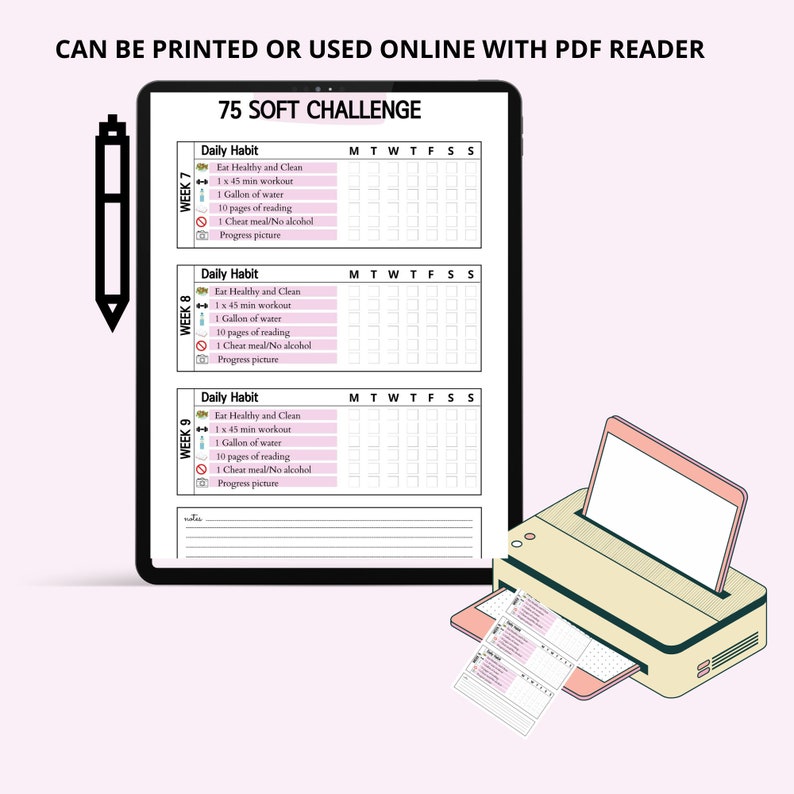 Original and Editable 75 Soft Challenge Tracker Bundle - Etsy