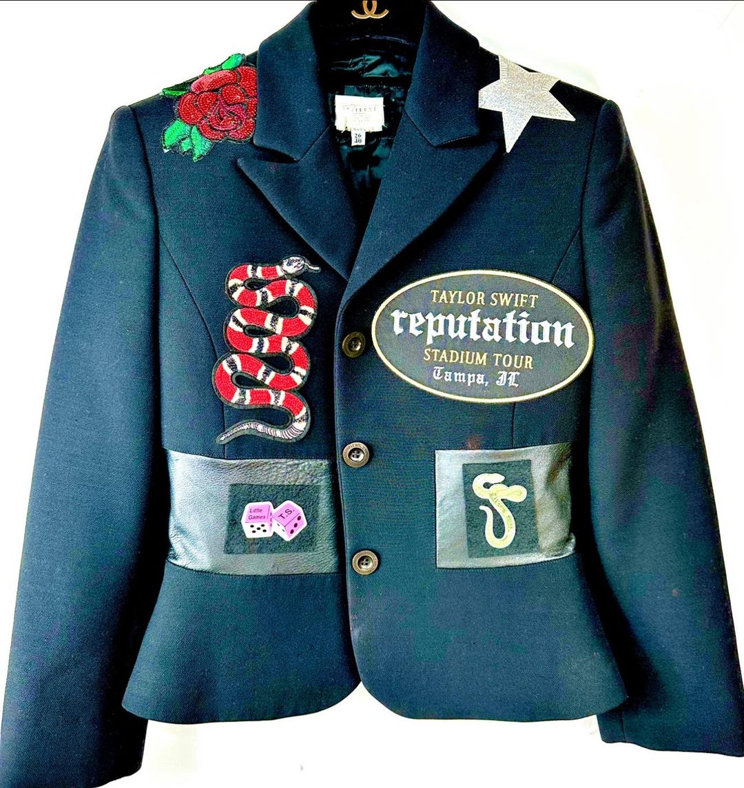 Versace Taylor Swift Reputation Eras Snake Patch Custom Jacket 38 40 2 ...