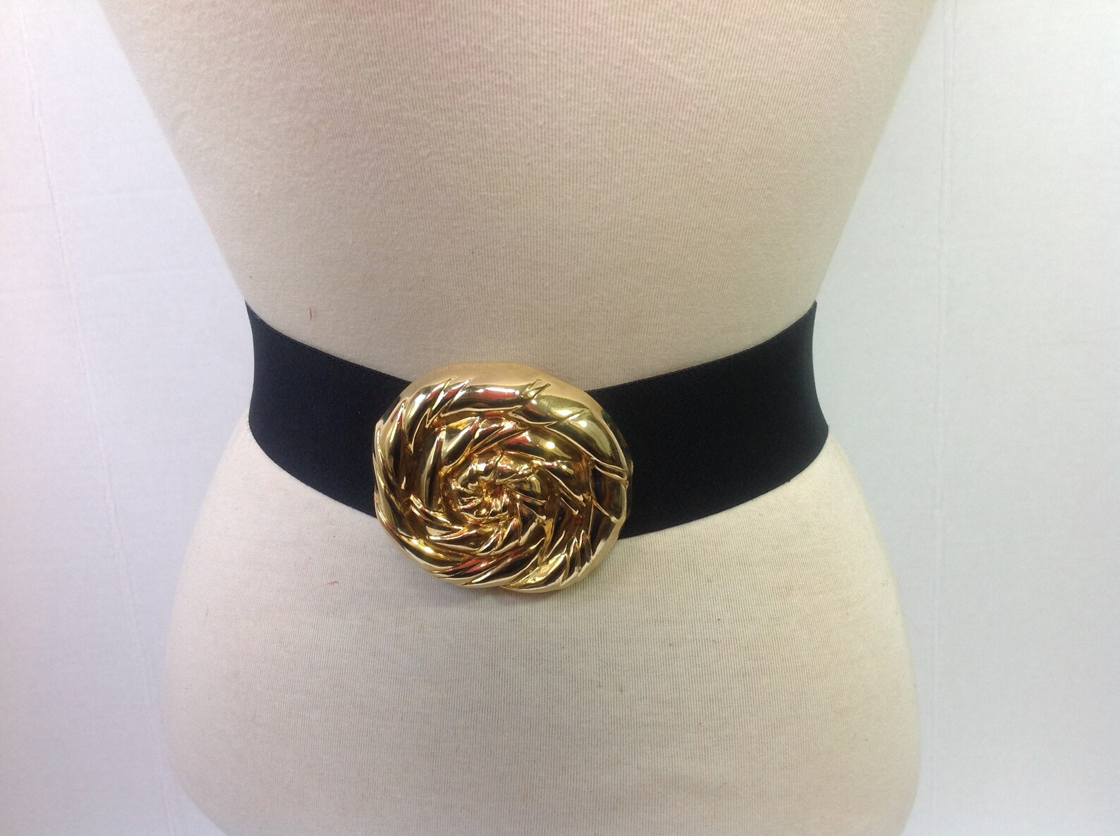 Vintage Pearl Black Gold Pinwheel Buckle Stretch Belt - Etsy