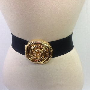 Vintage Pearl Black Gold Pinwheel Buckle Stretch Belt - Etsy