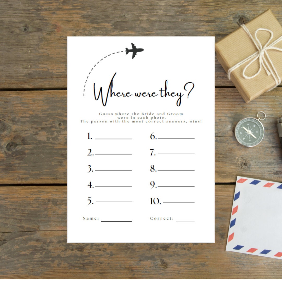 Where Were They Bridal Shower Game Template, Couples Photo Game ...