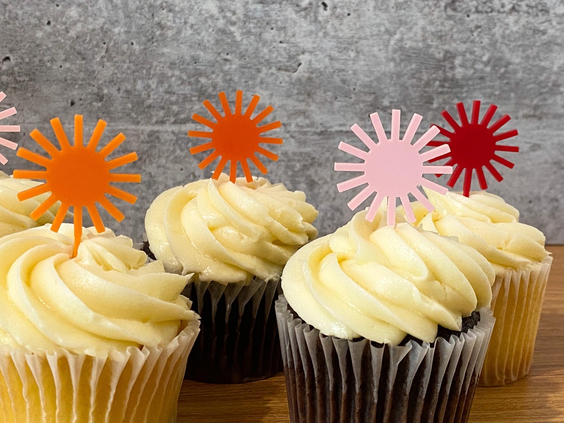 Sun Cupcake Toppers Boho Cupcake Topper Here Comes the Sun - Etsy