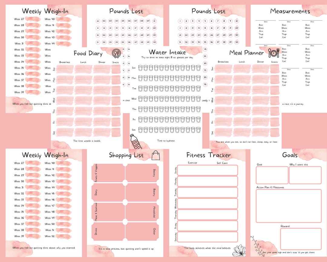 Editable Weight Loss Planner / Digital Fitness Journal / Printable ...