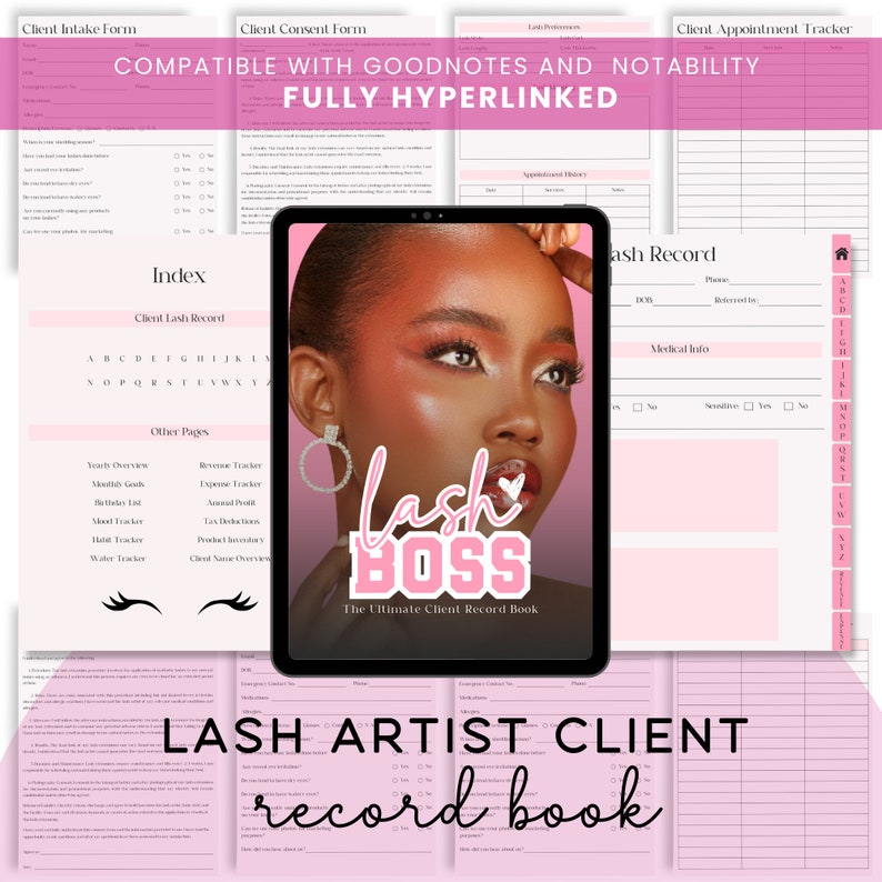 Digital Lash Client Record Book, Hyperlink Lash Tech Client Record Lash Form, Lash Technician ...