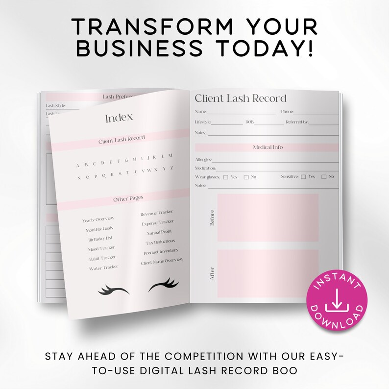 Digital Lash Client Record Book, Hyperlink Lash Tech Client Record Lash Form, Lash Technician ...