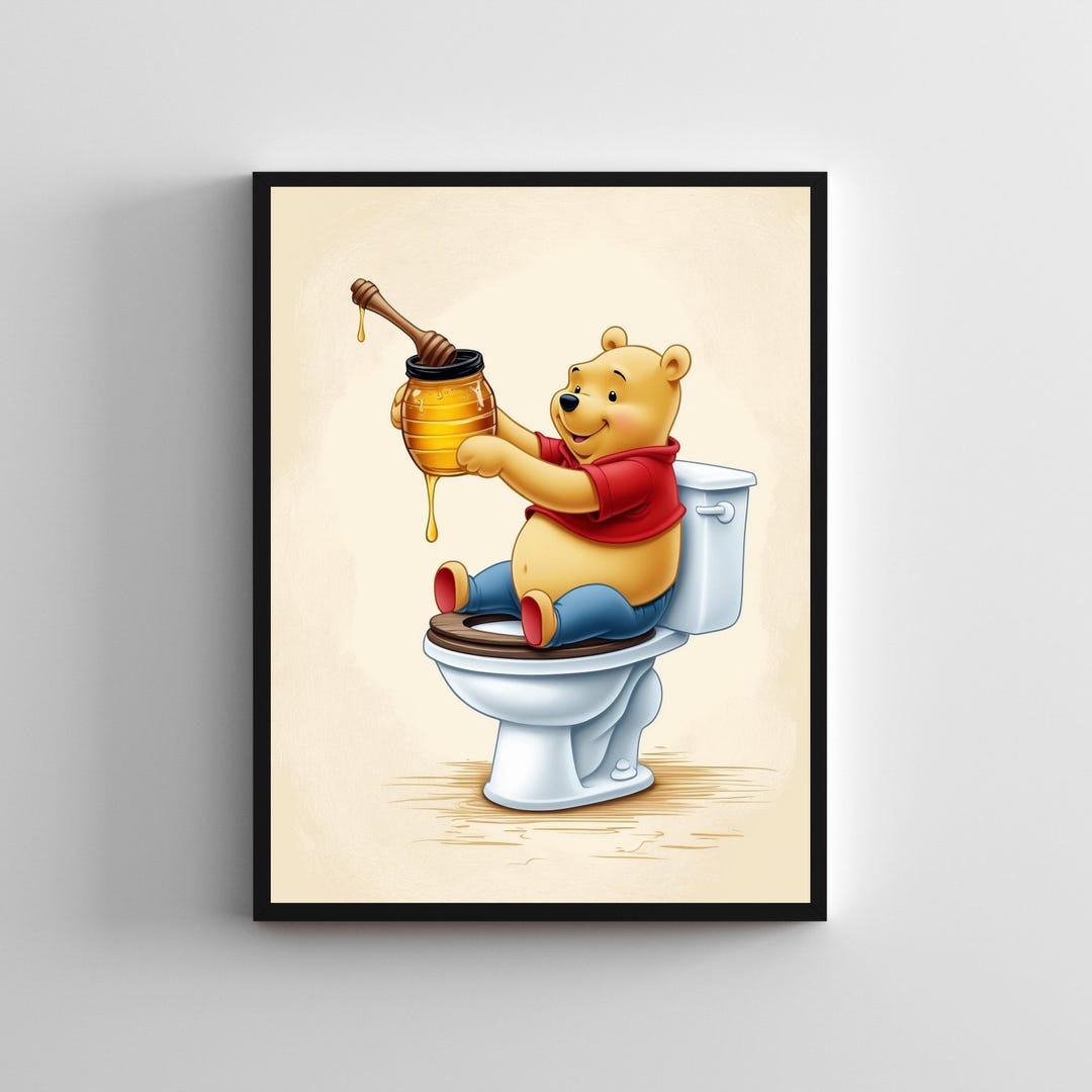 Creative SERIES #74, the Pooh Poster, Bathroom Art, Toilet Art, Funny ...