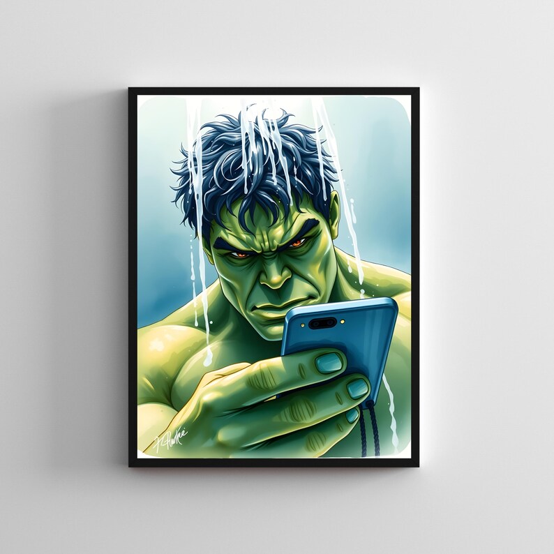 Bathroom Art SERIES #39, Hulk Art Poster, Funny Bathroom Wall Art, Hulk ...