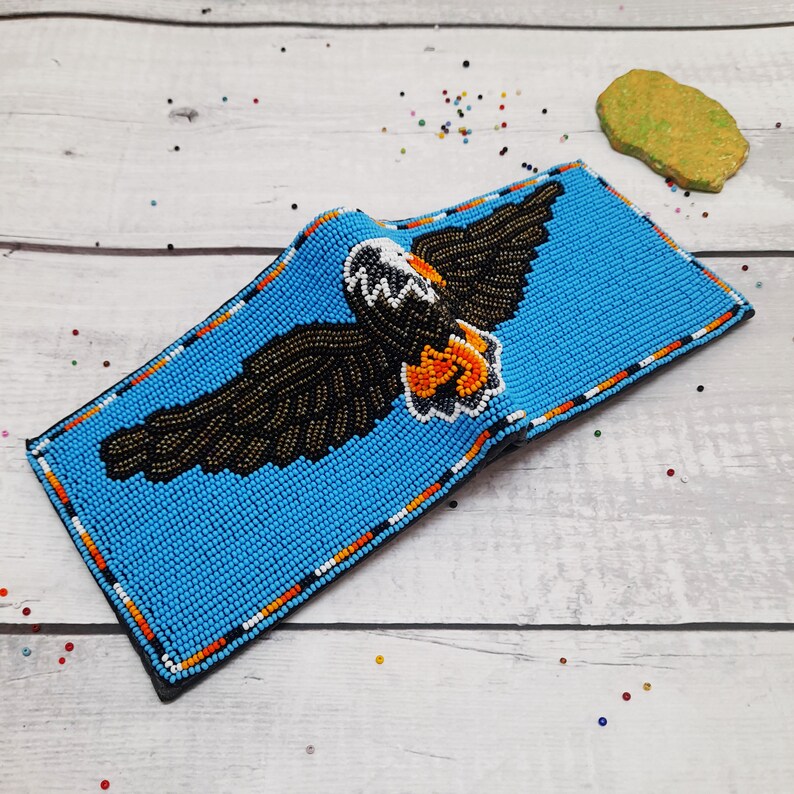 Handmade Native American Style Beaded Genuine Leather Wallet - Etsy