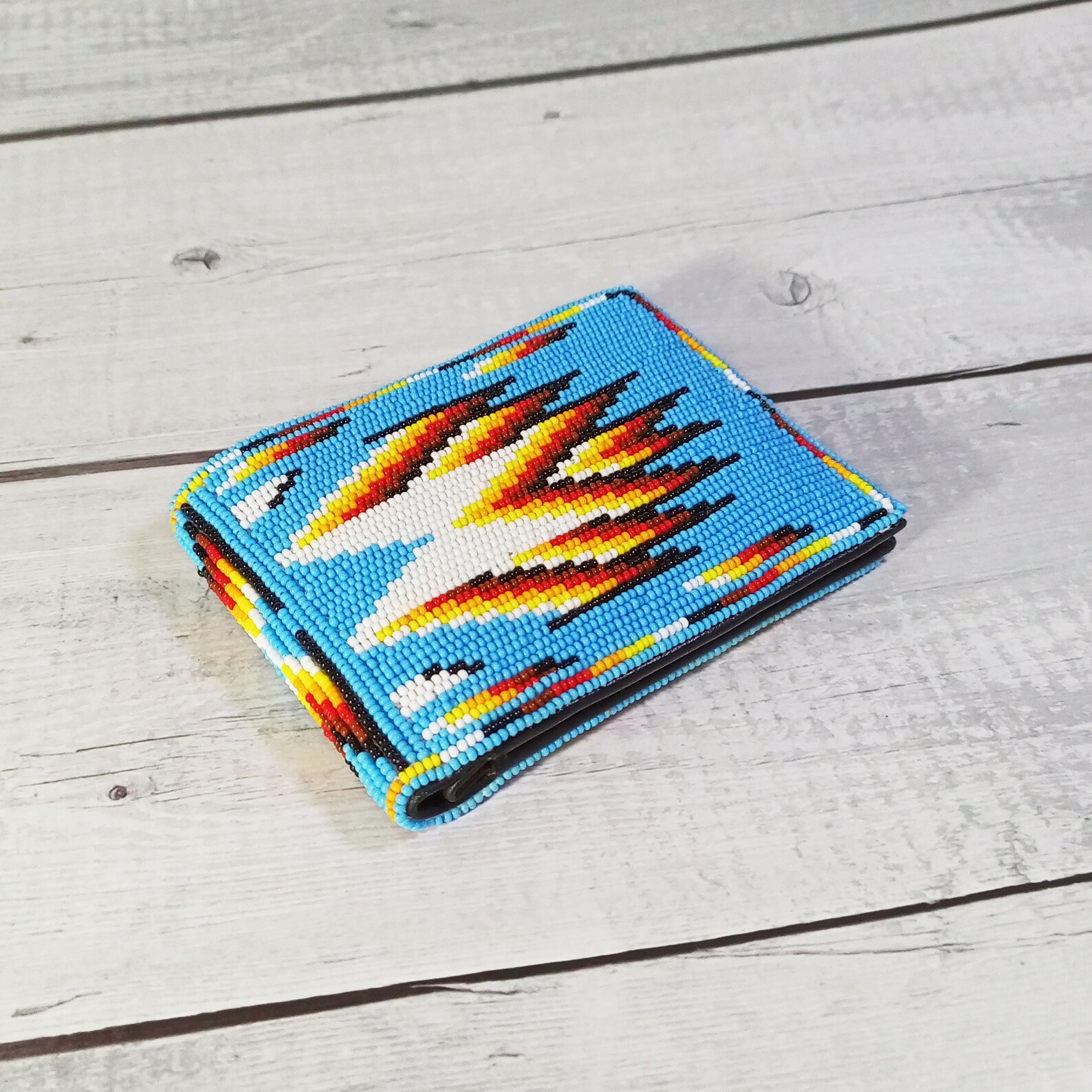 Handmade Native American Style Beaded Genuine Leather Wallet - Etsy