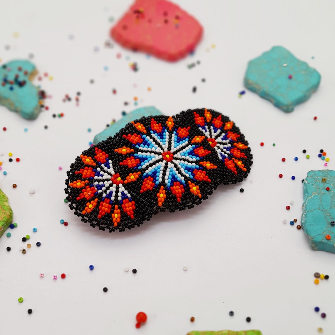 Black Multi Beaded Hair Clips Native American Jewelry Beaded - Etsy