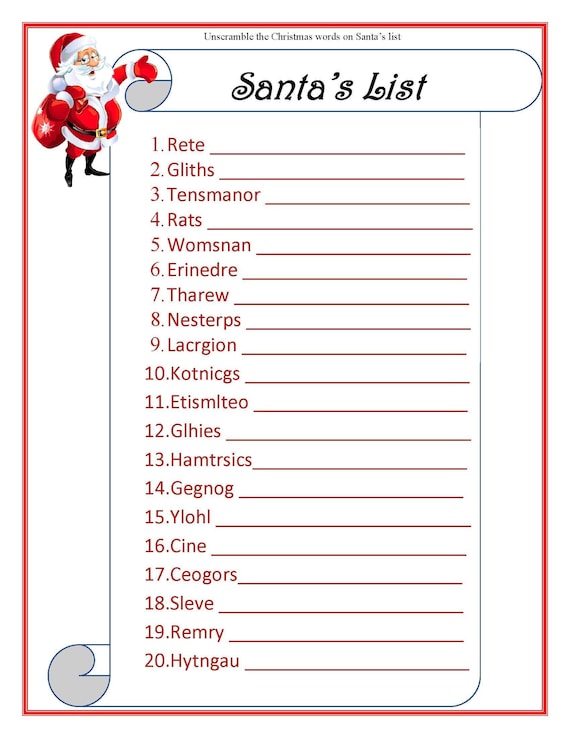 Christmas Word Scramble