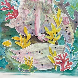 Coral Mermaid Art Print 8x10”| Room Decor Mermaid Mermaidcore Art Print ...