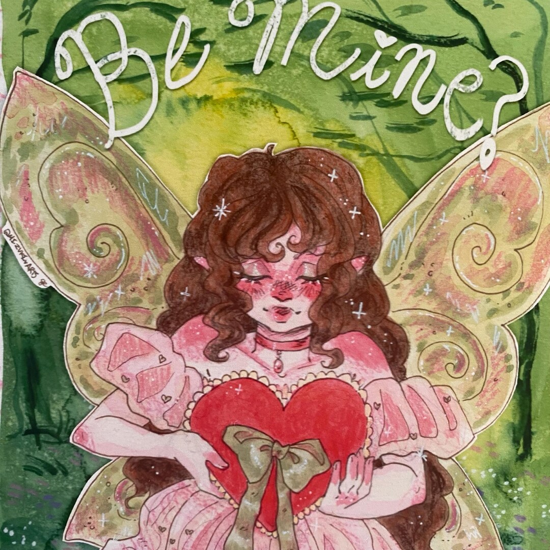 Be Mine Fairy Valentine Postcard | 5x7 Inch Art Print Greeting Postcard ...
