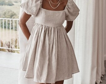 Short Linen Dress - Etsy