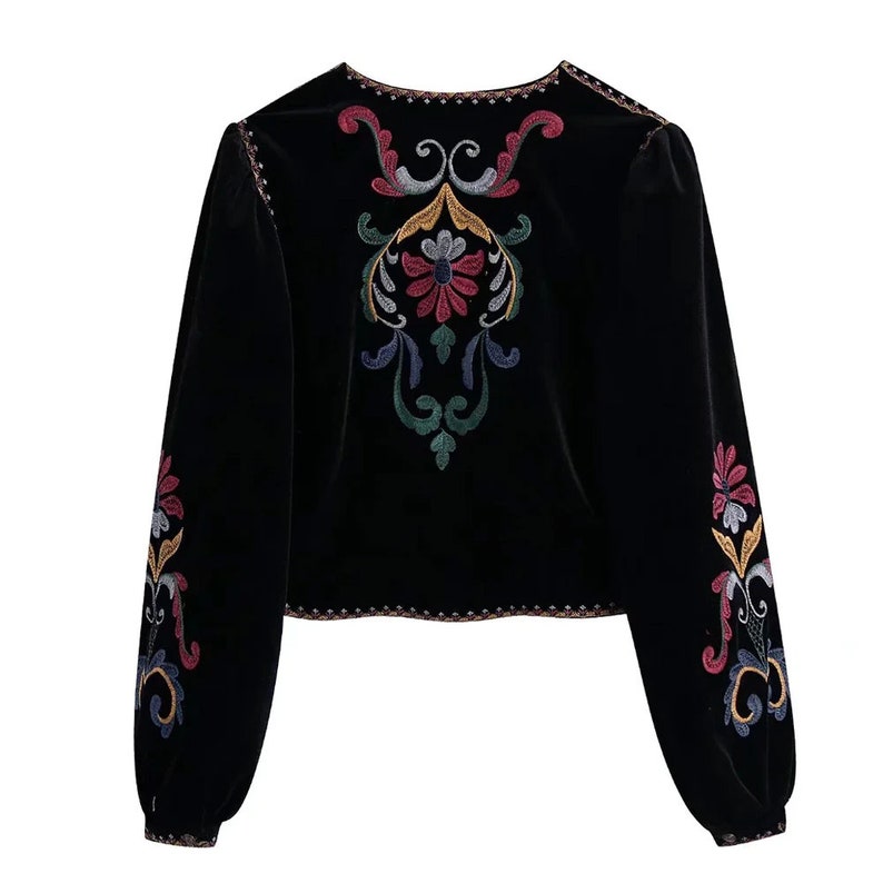 Ethnic Embroidered Crop Top Velvet Jacket / Vintage Cropped - Etsy
