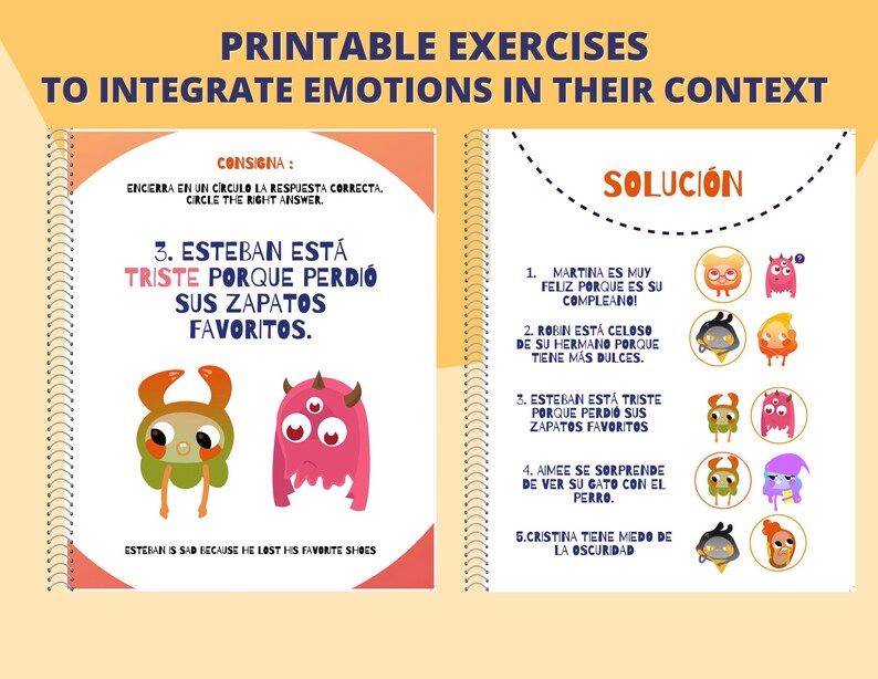 Emotion Feelings Learning Book, Bilingual Spanish, Preschool Learn ...