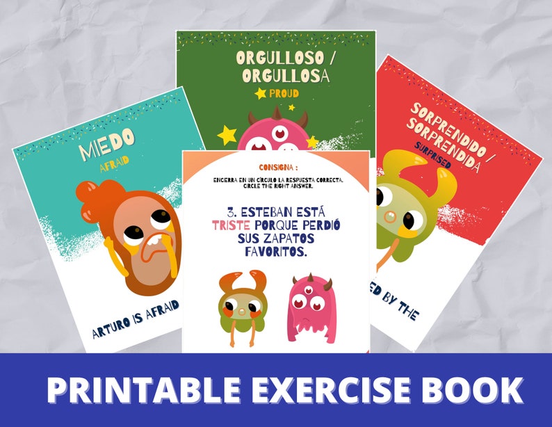 Emotion Feelings Learning Book, Bilingual Spanish, Preschool Learn ...