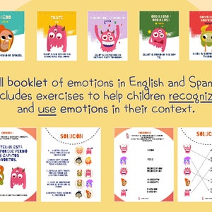 Emotion Feelings Learning Book, Flashcards for Bilingual Spanish ...