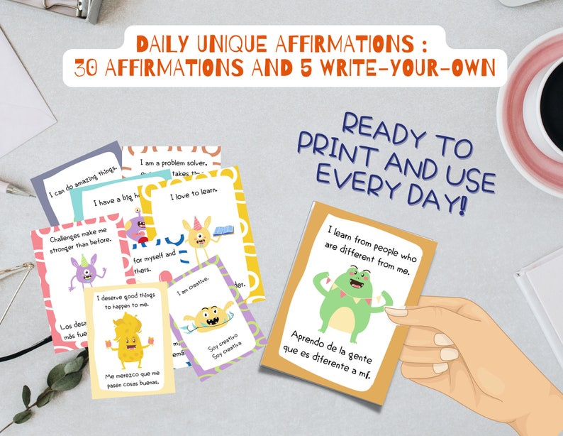 Bilingual Growth Mindset Affirmation Cards (spanish/english) | Set of ...