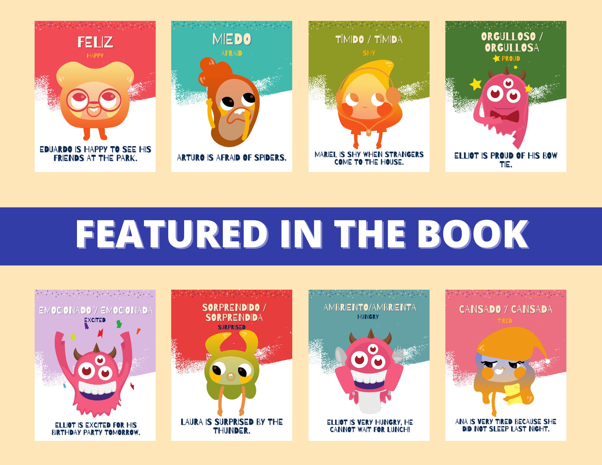 Emotion Feelings Learning Book, Bilingual Spanish, Preschool Learn ...