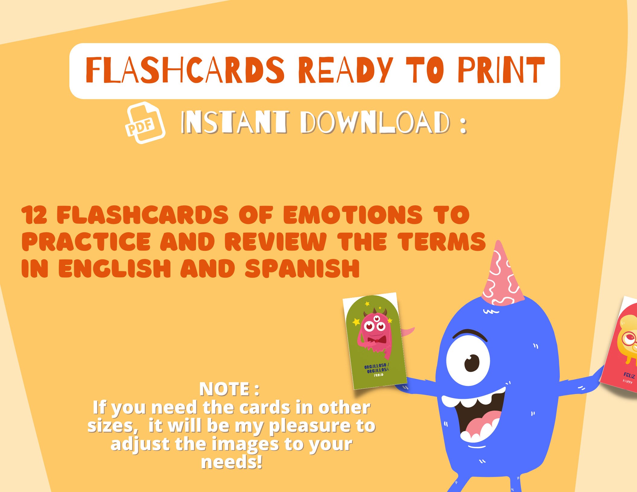 Emotion Feelings Flashcards, Spanish & English Cards, Bilingual ...