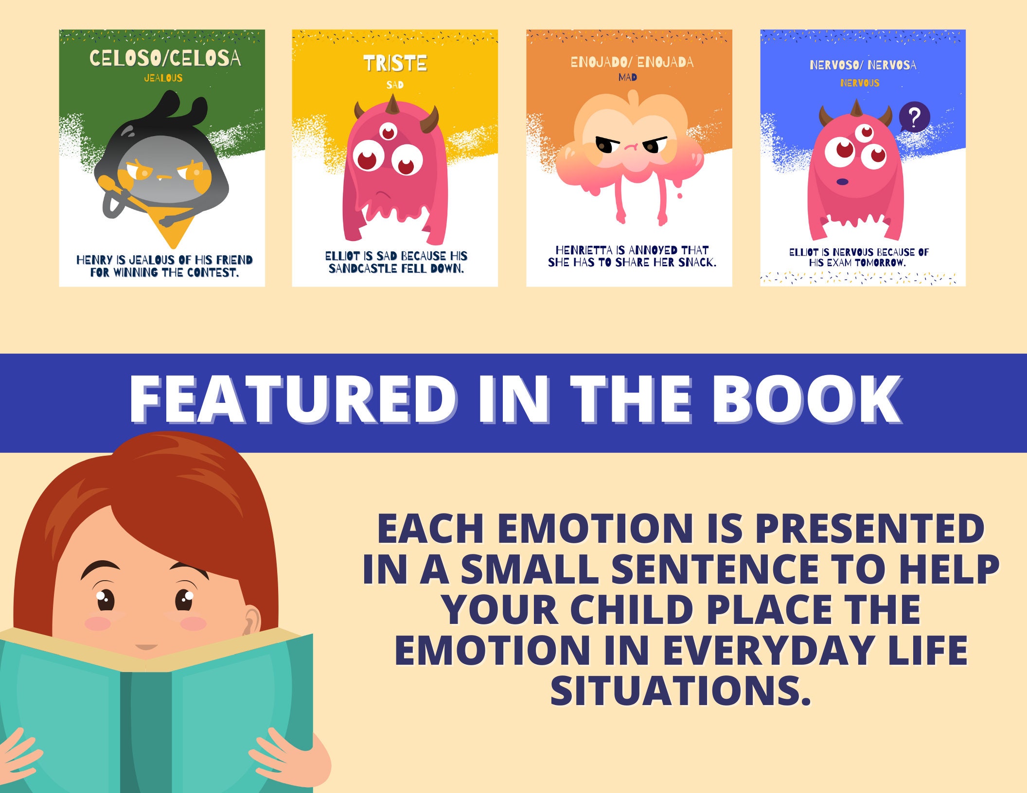 Emotion Feelings Learning Book, Bilingual Spanish, Preschool Learn ...
